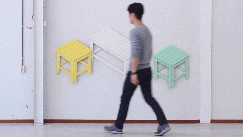 2D Furniture that Unfolds from the Wall to Become 3D – Grand Goldman